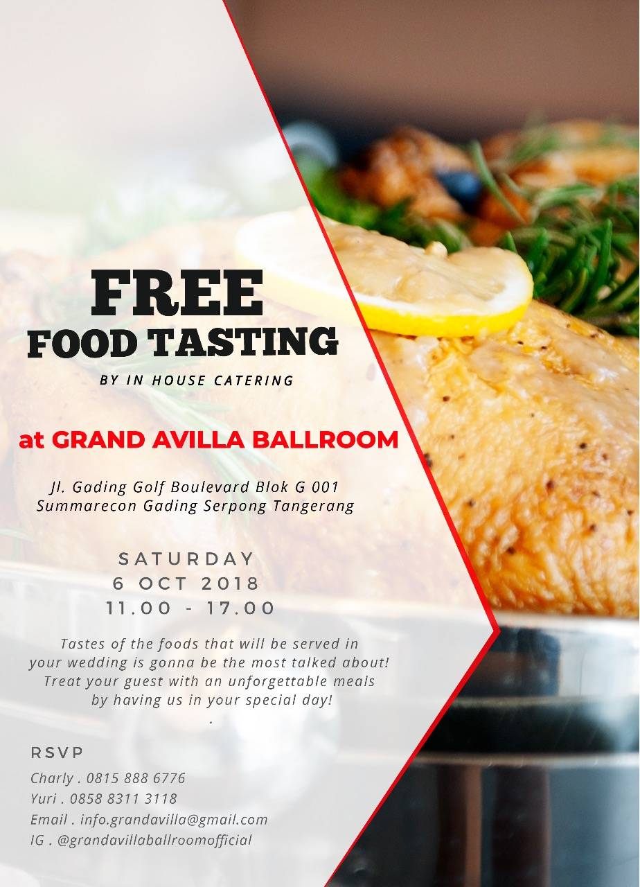 Free Food Tasting by Grand Avilla Ballroom | Weddingku.com